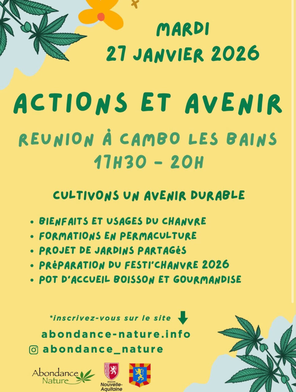 Réunion ouverte Actions et avenir, cultivons un avenir durable Cambo ...