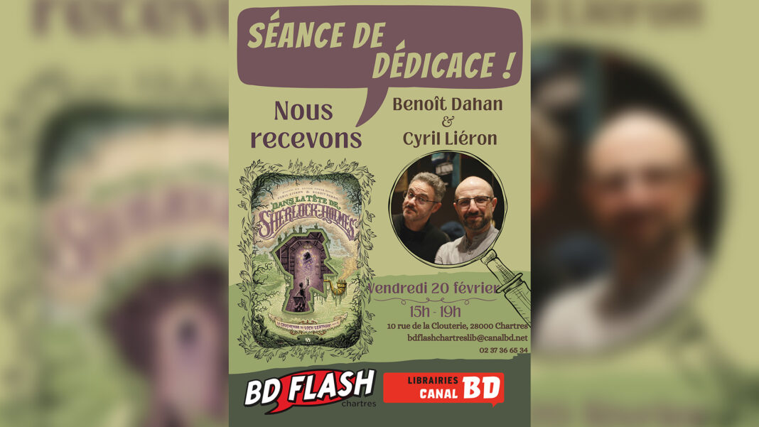 Séance de dédicace de l’équipe de Dans la tête de Sherlock Holmes Chartres